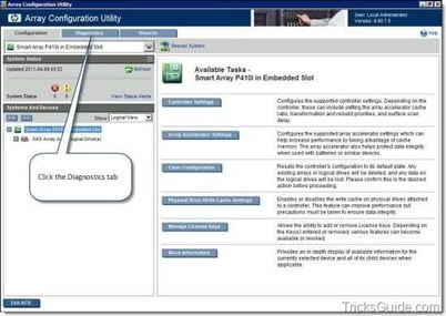 How to Generate an Array Diagnostics Report for an HPE device using ACU